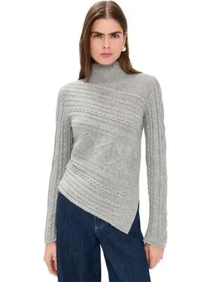 Staud Sidney Cableknit Sweater - Heather Grey