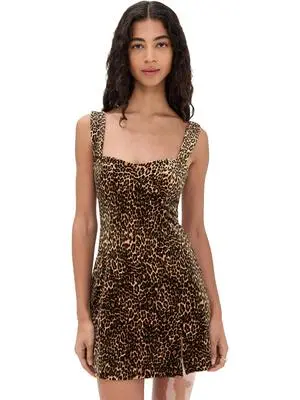 Good American Velvet Mini Dress - Mini Lucky Leopard