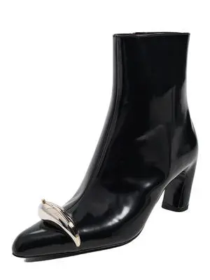 Tory Burch Pierced Heeled Ankle Boots - Perfect Black / Silver