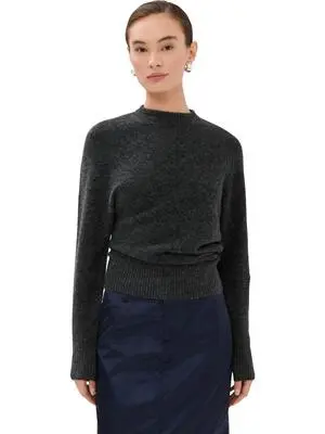 Proenza Schouler Abie Top In Clean Boiled Wool Dark Grey