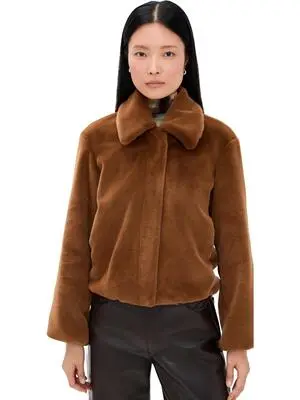 Theory Faux Fur Coat - Wood
