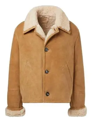 Ami Shearling-lined Suede Jacket - Beige