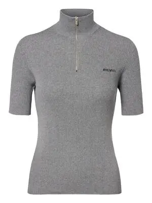 Miu Miu Cotton Half-zip Top - Grey