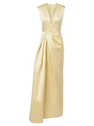 Givenchy Draped Silk Satin Gown - Yellow