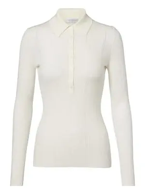 Gabriela Hearst Sophia Wool Polo Sweater - White
