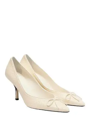 Jacquemus Tourni Snake-effect Leather Pumps - White