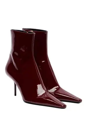 Victoria Beckham 75 Patent Leather Ankle Boots - Burgundy