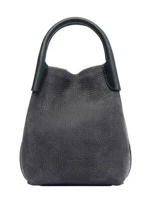 Loro Piana Bale Micro Leather Bucket Bag - Grey