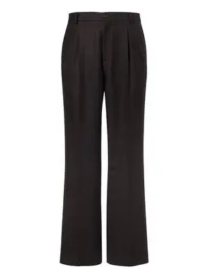 Dries Van Noten Wool Flannel Wide-leg Pants - Brown