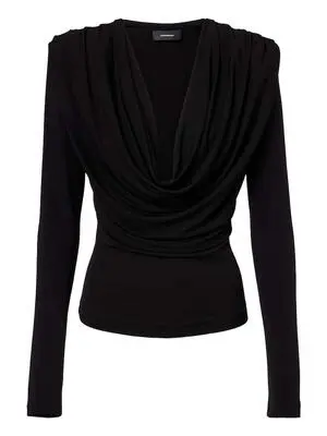 Wardrobe.NYC Draped Jersey Top - Black