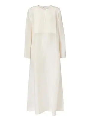 Tory Burch Pleated Linen And Silk Kaftan - White