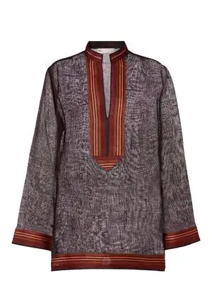 Tory Burch Sheer Linen Kaftan - Brown