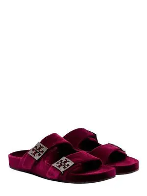 Tory Burch Mellow Embellished Velvet Slides - Burgundy