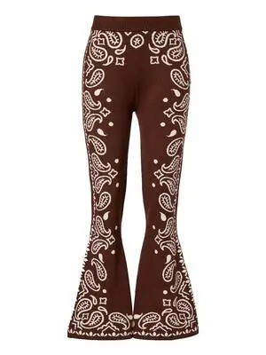 Farm Rio Paisley Knitted Flared Pants - Brown