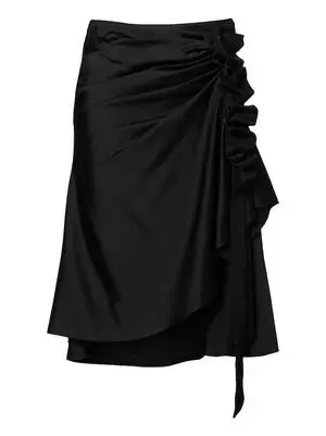 Alexander McQueen Gathered Asymmetric Midi Skirt - Black