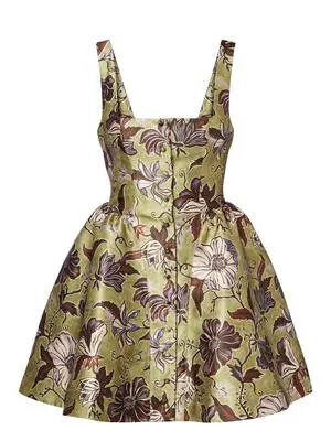 ALEMAIS Alémais Citron Flounce Floral Minidress - Green
