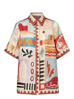 ALEMAIS Alémais X Lrnce Michelle Printed Linen Shirt - Multicoloured