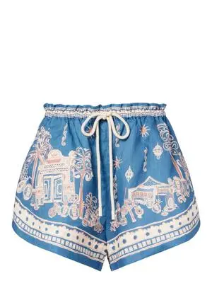 ALEMAIS Alémais Acacia Printed Linen Bermuda Shorts - Blue