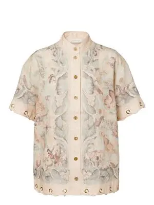 Zimmermann Printed Linen Shirt - Beige