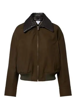 Bottega Veneta Leather-trimmed Cotton Twill Blouson Jacket - Green