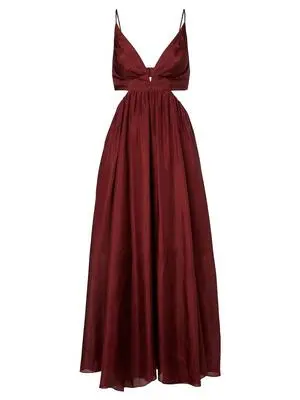 Zimmermann Wanderlust Cutout Silk Maxi Dress - Burgundy