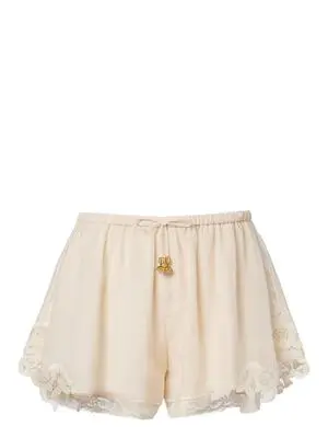 Zimmermann Awaken Lace-trimmed Cotton And Silk Shorts - Beige