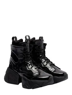 Noir Kei Ninomiya Cutout Lace-up Platform Boots - Black