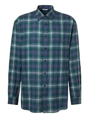 Auralee Checked Wool Shirt - Blue