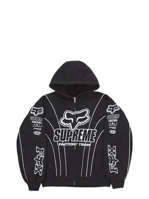 Supreme Fox Racing Zip Up Hooded Sweatshirt - Black