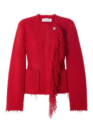 LANVIN Fringed Wool-blend Bouclé Jacket - Red