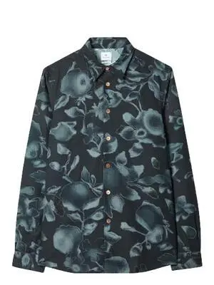 Paul Smith Navy 'good Fortune Floral' Print Shirt - Blue