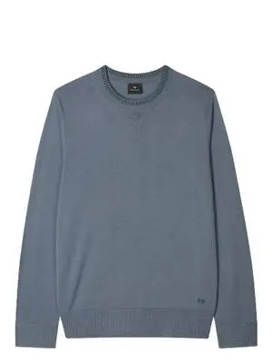 Paul Smith Contrast-collar Merino Wool Sweater - Blue