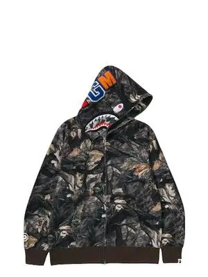 A BATHING APE Tree Edge Camo Shark Full Zip Hoodie Brown