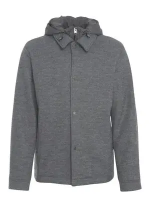Woolrich Wool Jacket With Hood - Grey