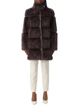 Patrizia Pepe Fur Coat Brown