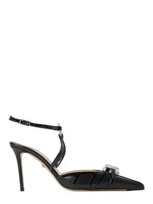 Mach & Mach Pointed Toe Pumps With Strappy Detailing - Black