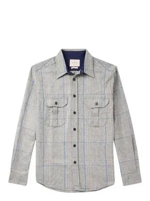 Portuguese Flannel Fixon Checked Wool Overshirt - Gray