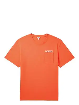Loewe Logo-embroidered Cotton-jersey T-shirt - Orange