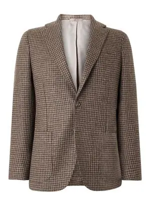 DE PETRILLO Posillipo Houndstooth Wool-tweed Blazer - Brown