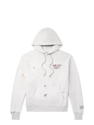 GALLERY DEPT. Gallery Dept. Logo-Print Paint-Splattered Hoodie Gray