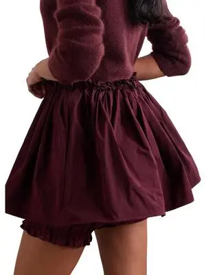 SHUSHU/TONG Gathered Taffeta Mini Skirt - Burgundy