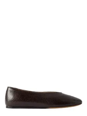 Le Monde Beryl Regency Snake-effect Leather Ballet Flats - Brown