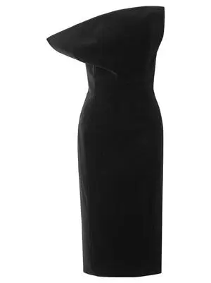 Khaite Sato Strapless Draped Velvet Dress - Black