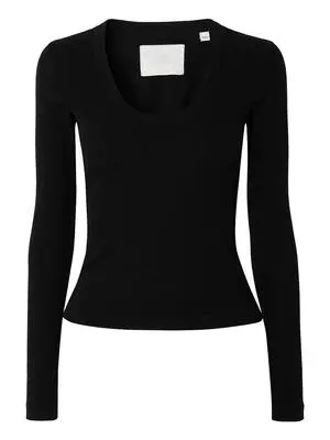 Citizens Of Humanity Mara Ribbed Jersey Top - Black