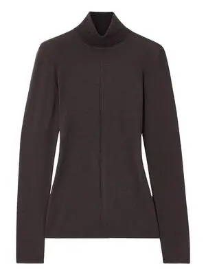 Gabriela Hearst Steinem Cashmere And Silk-blend Turtleneck Sweater - Brown