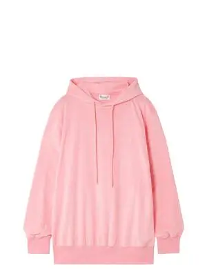 Hunza G Embroidered Cotton-terry Hoodie - Pink