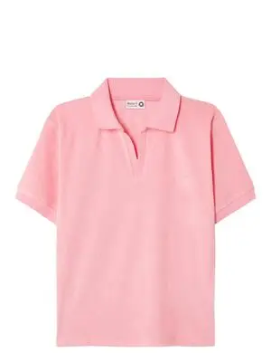 Hunza G Embroidered Cotton-terry Polo Shirt - Pink