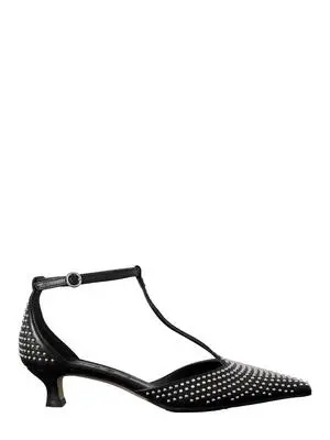 AeydĒ Liz Studded Leather Pumps - Black