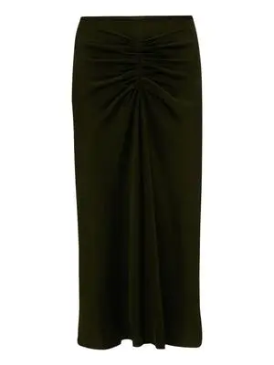Victoria Beckham Gathered Waist Midi Skirt - Green
