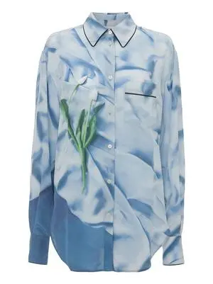 Victoria Beckham Piping Detail Pyjama Shirt - Blue